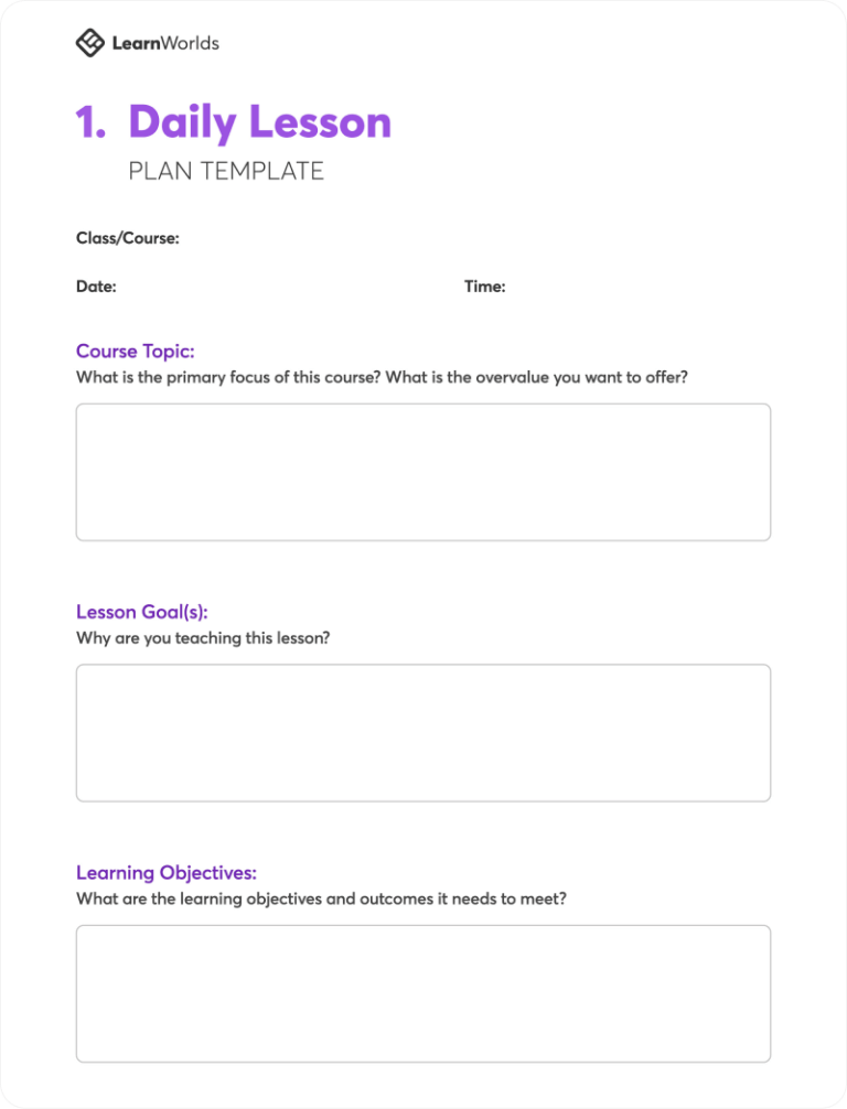 7 lesson plan templates to use in your online courses | LearnWorlds Blog