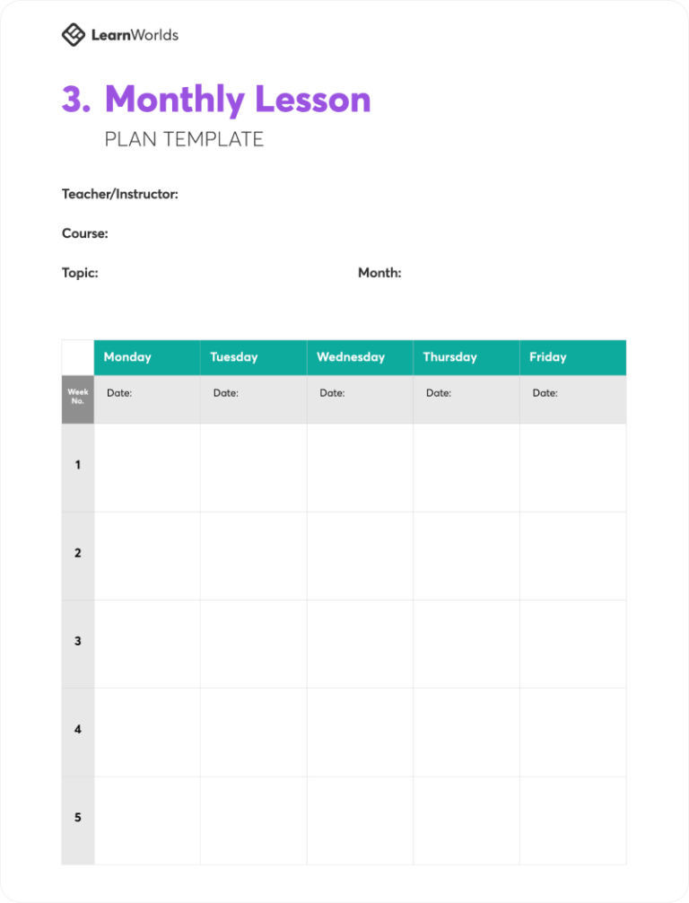 7 lesson plan templates to use in your online courses | LearnWorlds Blog
