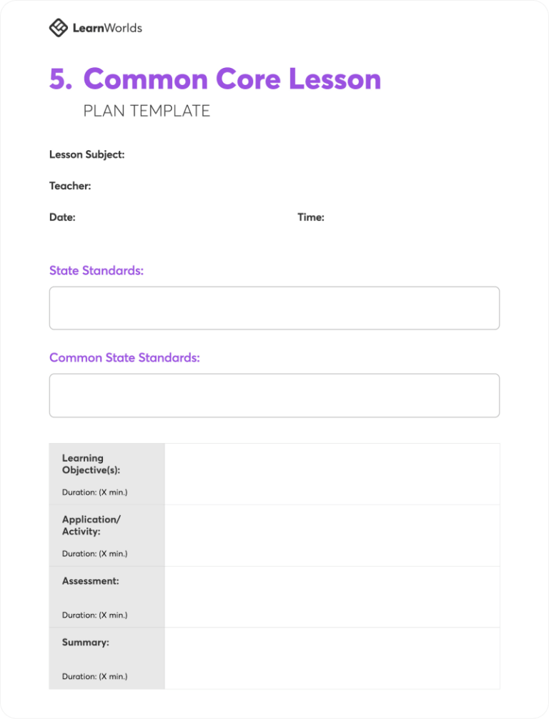 7 lesson plan templates to use in your online courses | LearnWorlds Blog