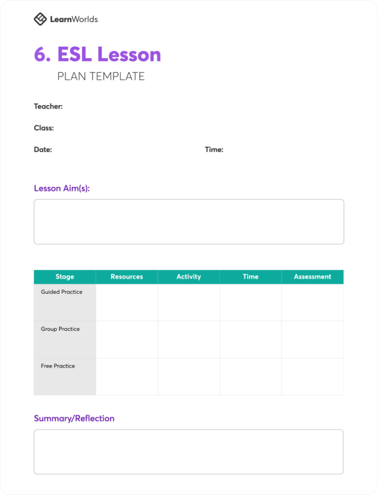 7 lesson plan templates to use in your online courses | LearnWorlds Blog