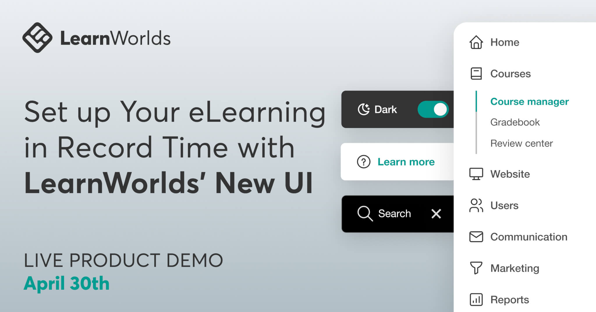 Set up Your eLearning in Record Time with LearnWorlds' New UI